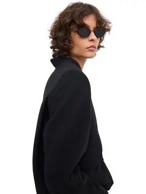 HOUSE OF DAGMAR Stand-collar Curved Wool Jacket - Black