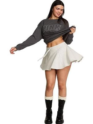 Pink Campus Terry Flirty Skort - Grey