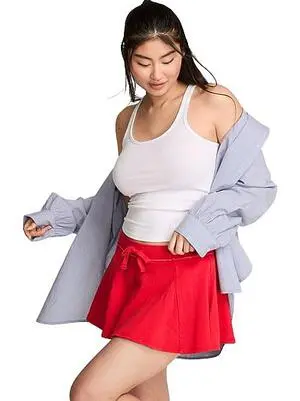 Pink Campus Terry Flirty Skort - Red
