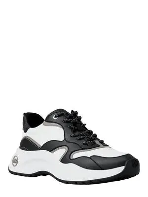Michael Kors Levie Mixed-Media Trainer Black