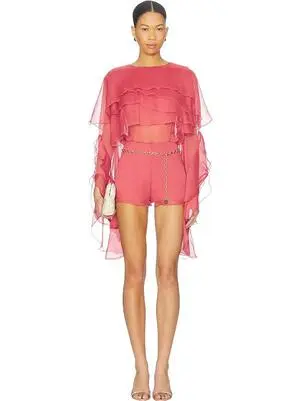 Bardot Carson Ruffle Playsuit - Rose