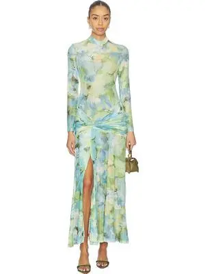 Bardot Lea Floral Mesh Dress - Green Floral