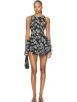 Free People Raven Printed Mini Dress - Midnight Combo
