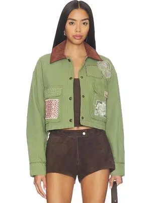 Free People X We The Free Martha Workwear Appliques Jacket - Callisto Green