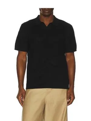 Reigning Champ Cotton Linen Victor Polo - Black