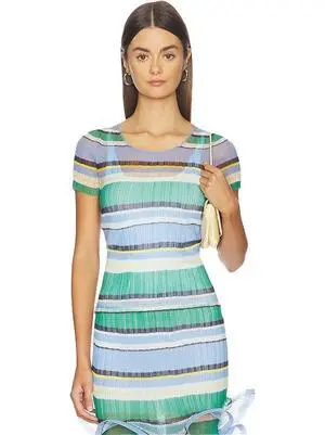 Simkhai Knox Plisse Top - Periwinkle Stripe
