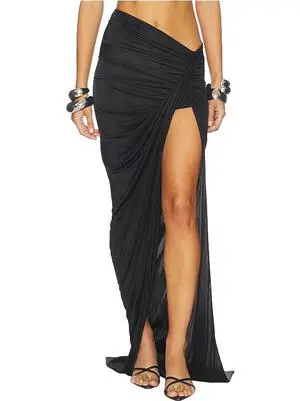 Atlein Draped Asymmetric Skirt - Black