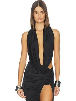 Atlein Draped Circle Top - Black
