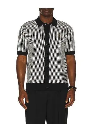 Fred Perry Chequrboard Button Thru Shirt - Black