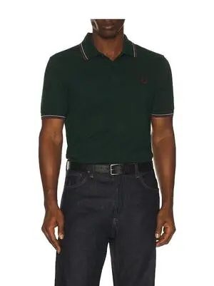 Fred Perry Twin Tipped Polo Shirt In Green - Green  Black  & Oxblood