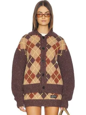 We11Done Knit Argyle Intarsia Cardigan - Brown