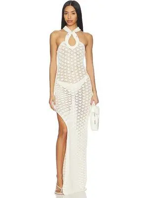 Blumarine Knit Crochet Dress - Natural White