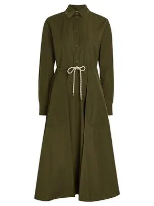 MONCLER Poplin Midi Shirt Dress With Drawstring