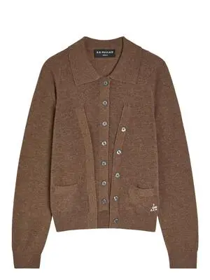 B.B. WALLACE Kruger Layered-effect Wool-blend Cardigan - Khaki