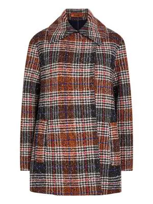 Missoni Tartan Wool-blend Pea Coat - Red