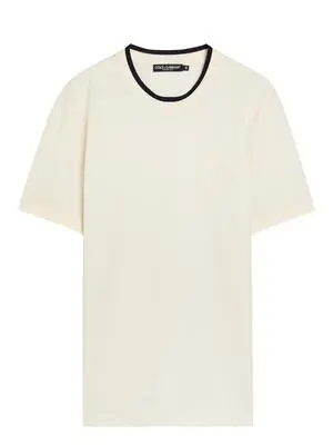Dolce & Gabbana Logo-embroidered Piqué Cotton T-shirt - White