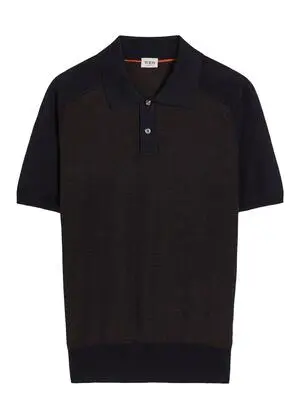 TOD'S Panelled Ribbed Silk And Cotton-blend Polo Shirt - Navy