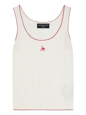 B.B. WALLACE Walker Pointelle-knit Cotton Vest Top - White