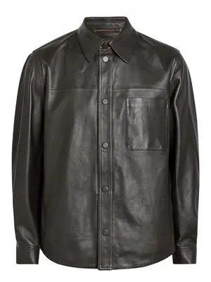 SLOWEAR Leather Overshirt Jacket - Black
