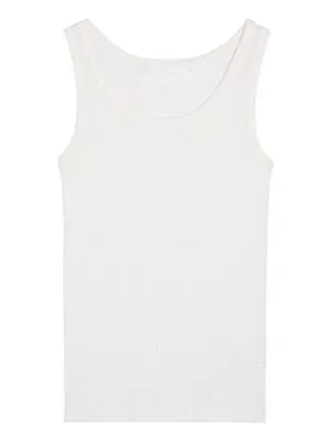 MOTHER The Runner Up Ribbed Cotton Tank - White