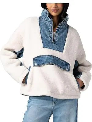 Blanknyc Denim Sherpa Mixed Media Pullover Jacket - Break The Ice