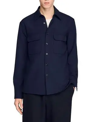 Sandro Patch Pocket Shirt - Navy Blue