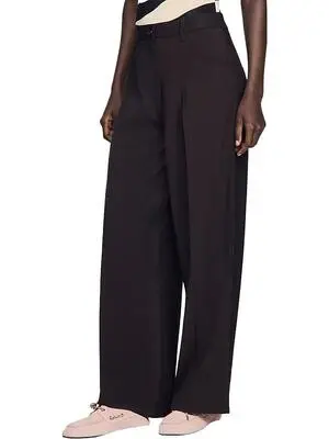 Sandro Desire Wide Leg Pants - Brown