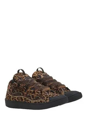 LANVIN Curb Leopard Print Sneakers - Beige/black