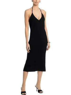 JIL SANDER Wool Halter Midi Dress - Black