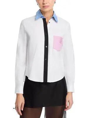 Marni Contrast Trim Baby Shirt - Lily White