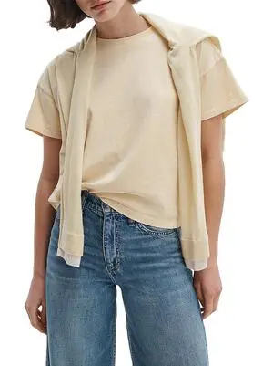 Rag & Bone Distressed Washed Boxy Tee - Butter
