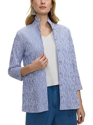 Foxcroft Carolina Jacquard Top - White/ Blue