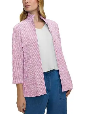Foxcroft Carolina Jacquard Top - White/ Pink