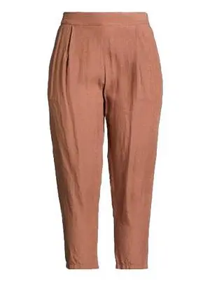 120% Lino Tapered Linen Pants - Brown