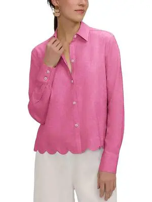 Foxcroft Scarlett Scallop Hem Shirt - Cosmo Pink