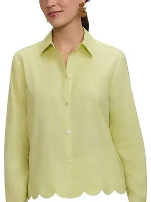Foxcroft Scarlett Scallop Hem Shirt - Limoncello
