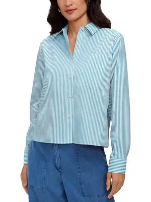 Foxcroft Jodie Striped Cotton Shirt - Capri/ White