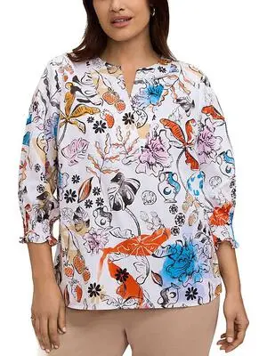 Foxcroft Alicia 3/4 Sleeve Tropical Shirt - Multi