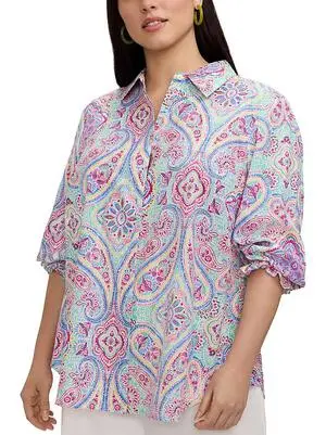 Foxcroft Olivia 3/4 Sleeve Paisley Shirt - Multi