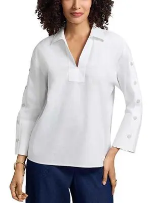 Foxcroft Lainey Poplin Top White