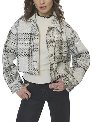 Central Park West Billie Cropped Oversize Tweed Jacket - Plaid