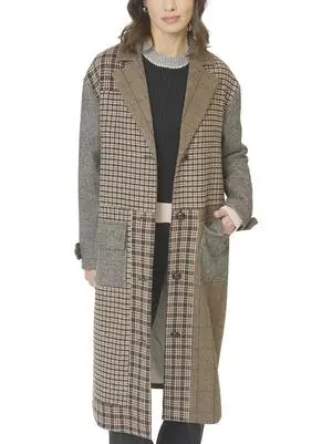 Central Park West Raven Patchwork Long Coat - Stripe Multi