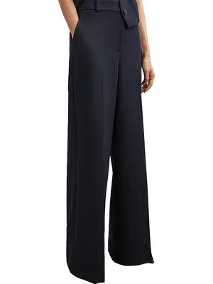 REISS Gabi Wide Leg Trousers Navy