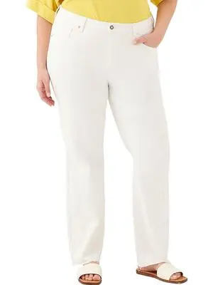 Karen Kane Raw Hem Straight Jeans - Off White