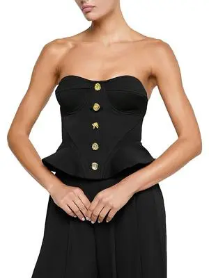 L'Agence Anna Structured Peplum Corset Top - Black