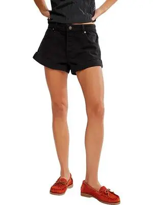 Free People Cali Cuffed Shorts - Washed Black