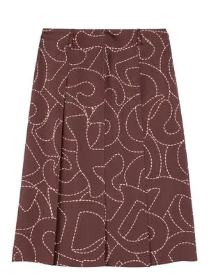 TOD'S Lunar New Year Silk Twill Skirt - Brown