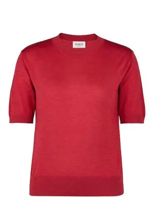 TOD'S Short-sleeved Silk Blend Pullover - Red