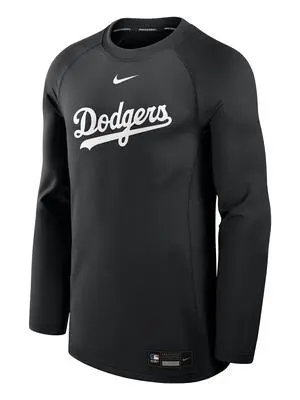 Nike Los Angeles Dodgers Authentic Collection Game Time Dri-fit Mlb Long-sleeve T-shirt - Black