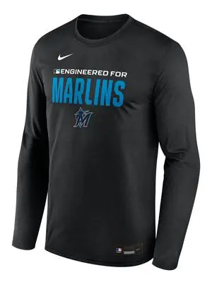 Nike Miami Marlins Authentic Collection Team Issue Dri-fit Mlb Long-sleeve T-shirt - Black